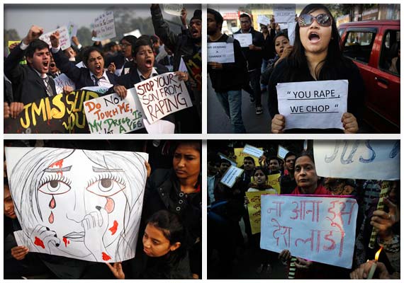 Posters, banners galore at gang-rape protest site