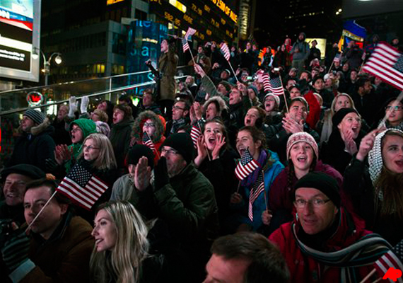 Obama supporters celebrate victory at Times Square, White House